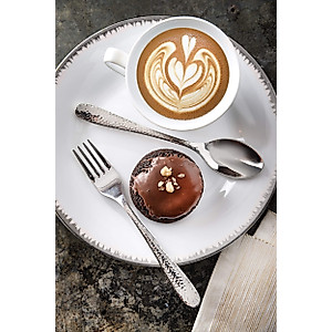 DANIALLI 45 Piece Silverware Set For 8, Includes 5-Piece Hostess Serving Utensil Set, 18 10 Stainless Steel Silverware Set, Modern Fidenza Hammered Flatware Set,Mirror-Polished Dishwasher Safe Cutlery