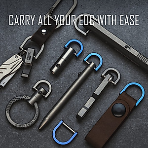 KeyUnity KK07 Mini Titanium Scalpel Knife, KM09 Dual-Gate Carabiner Keychain Clip & KA17 Titanium D Ring Bundle