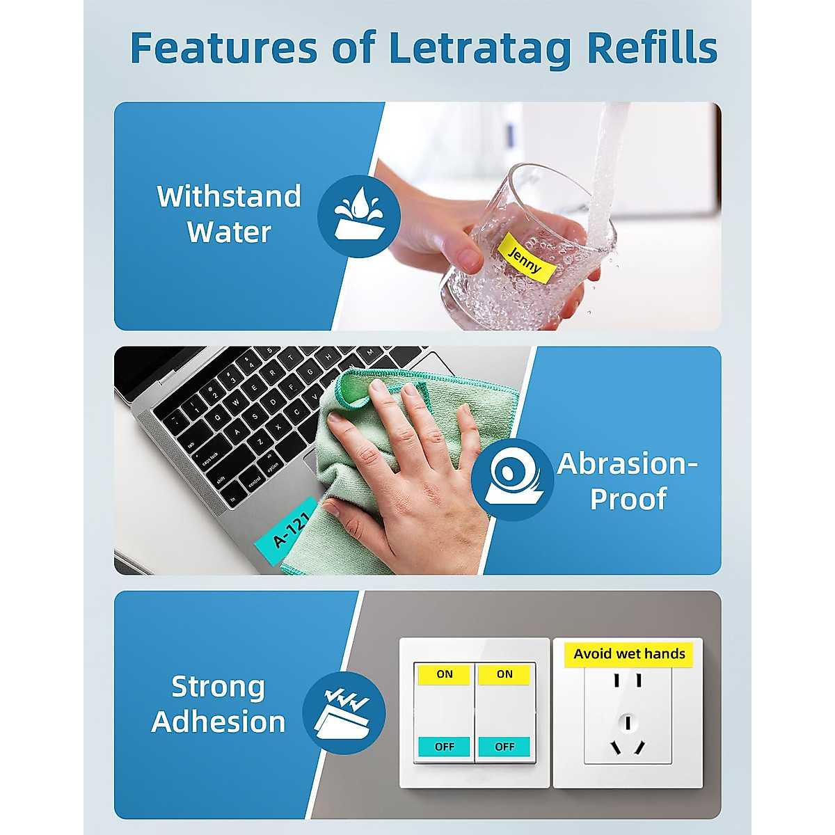 6 Pack Replacement for Dymo Label Maker Refills LetraTag Refills for Dymo 200B Plus LT100H LT100T QX50 Plastic Label Tape 16952 91331 91332 91333 91334 91335,12mm x 4m(1/2" x 13')