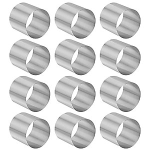 Hemoton Cutter Cake Rings 12 Pcs Round Cake Stainless Steel Cake Ring Mousse Mini Fondant Cheese Baking Pastry Rings Salad Dessert Cake Decorating Tools 5cm Cake Mousse Rings