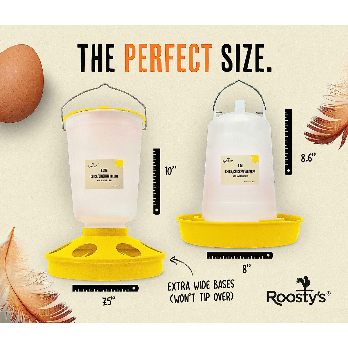 Roosty's - Top Fill Chicken Feeder and Waterer - 1.5KG/1.5L | Hanging, Small, Duck & Quail Feeder & Waterer | Chicken Supplies