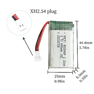 VOCTI 3.7V 600mAh Lipo Battery 25C for Syma X5C X5SW X5C-1 X5SC S5W MJX X708 CX-30W CX-31 CW4 S5C S5W SS40 FQ36 H42 T32 T5W Quadcopter Drone Aircraft Battery with Charger (5 pcs)
