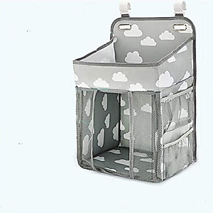 Hanging Organizer for baby Diaper Changing Table & Crib-Multiple Pockets-Diaper Holder for Newborn Baby Boy & Girl- 20x5.12x26 inches, Grey, BH1052