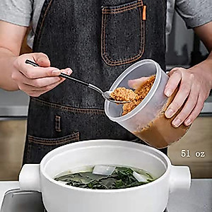 TIAN CHEN Reusable Soup Container with Lid Refrigerator, 2pcs Airtight Round Pickle Jar, Tall Bread Proofing Box, Commercial Storage Bulk Food Organization, Leak Proof, BPA Free (1pcs 50oz,1pcs 109oz)