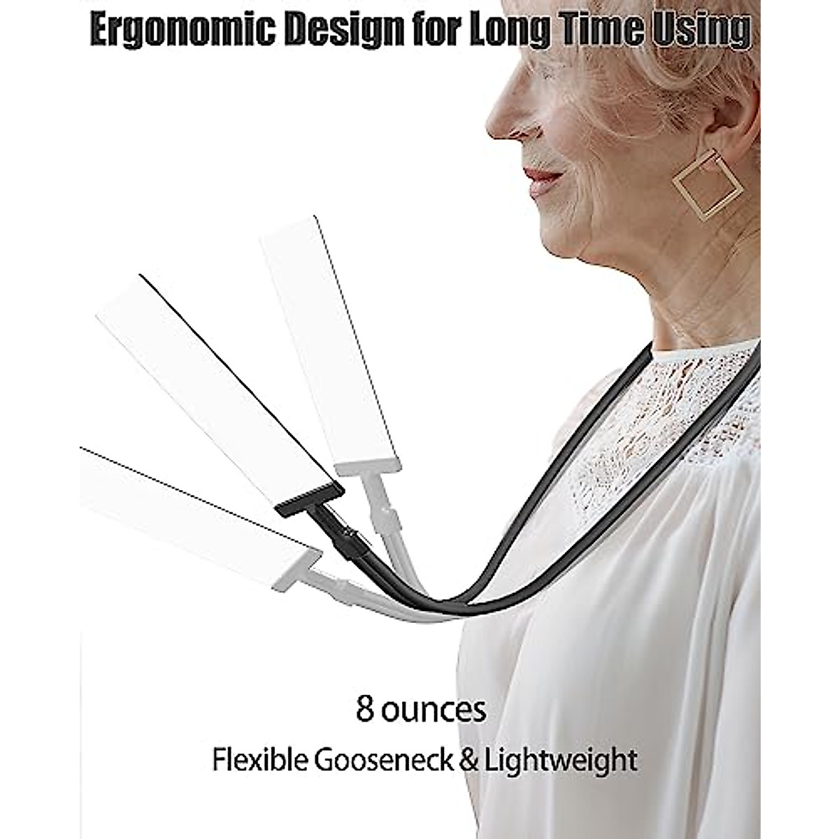 Magnifying Glass for Reading 5X Hands Free 5.3''x 8.7'' Magnifier Neckwear Large Full Page View, for Seniors, Men and Women, Magnifying Lens for Sewing Cross Stitch Needlepoint Jewelry Coins(Black)