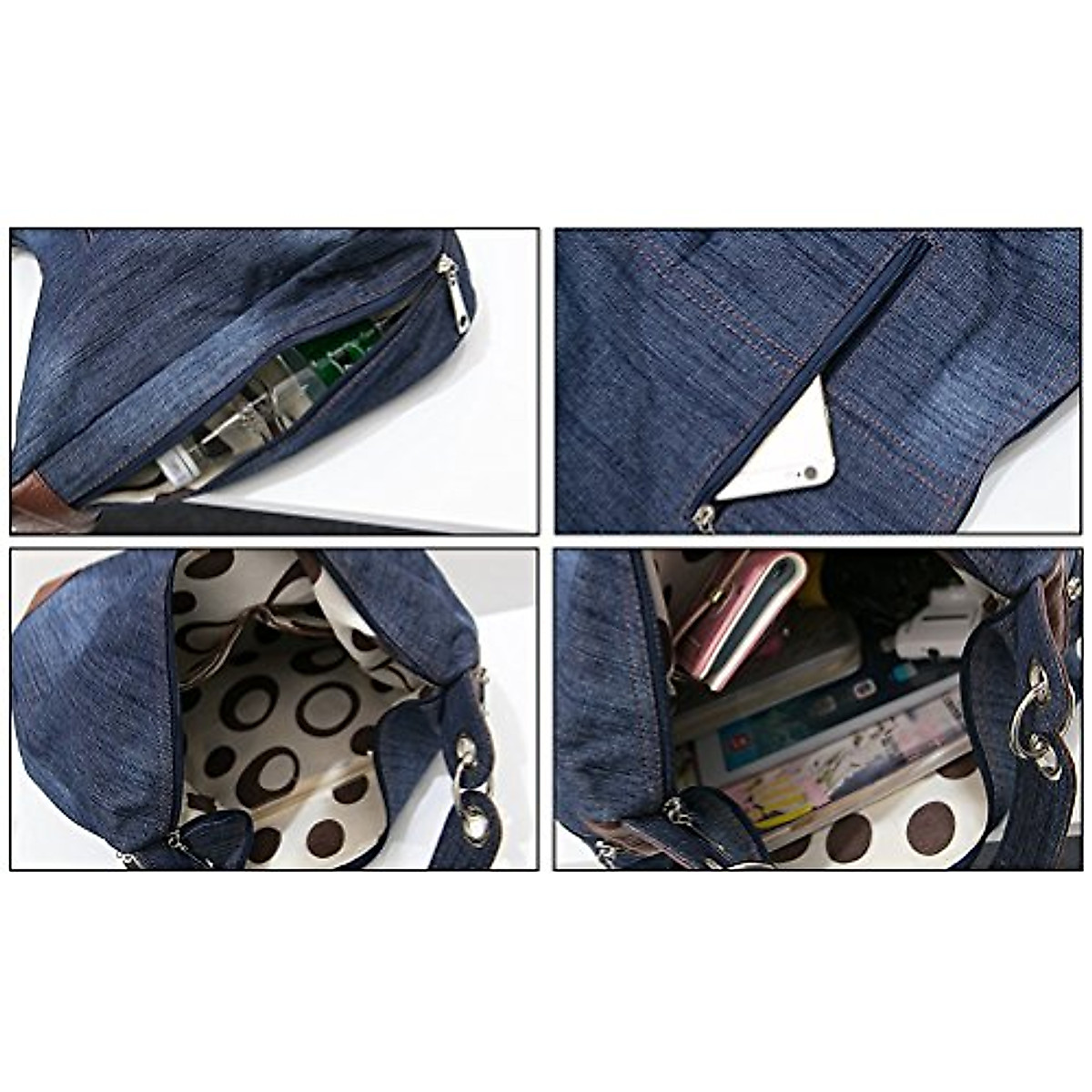 Dreams Mall(TM Women's Handbag Denim Purse Hobo Tote Top Handle Jean Shoulder Crossbody Bags,Light Blue