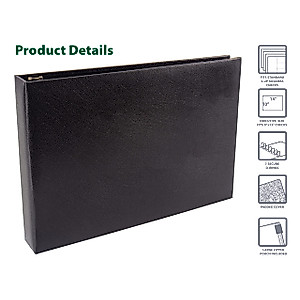 Better Office Products 7 Ring Executive Check Binder with Zipper Pouch, Black Textured Cover, for 9 x 13 3 Per Page Business Checks, 600 Check Capacity Checkbook Holder,