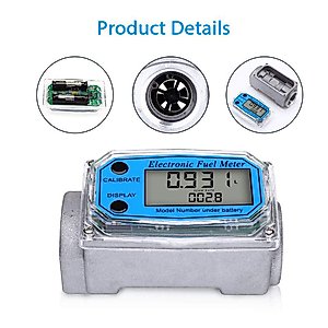 Digital Turbine Flow Meter,1″ Digital LCD Display with NPT Counter Gas Oil Fuel Flowmeter,Pump Flow Meter,Diesel Fuel Flow Meter for Measure Diesel, Kerosene, Gasoline