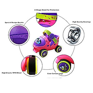 Kid's Children's Boys Girls Adjustable Speed Quad Roller Skates Shoes with Safe Lock Mode for Beginners (Blue)