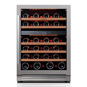 Ca'Lefort Wine Fridge & Cooler - 24 Inch Wine Cooler Refrigerator Hold 46 Bottle, 40-65°F Dual Zone Refrigerator Glass Door, 3 LED Built-in, Under Counter or Freestanding for Home Kitchen (5.65 cu.ft)