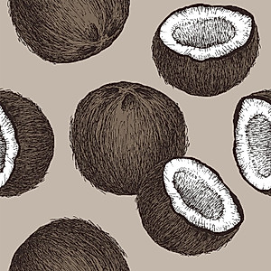 ReWallpaper Light Tan Peel and Stick Wallpaper Removable Brown Vinyl Wallpaper Stick and Peel Waterproof Contact Paper for Cabinets Bathroom Bedroom Tropical Coconut Fruit Wall Paper Roll 17.5in×10ft