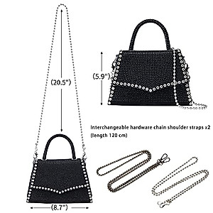 Glitter Rhinestone Crossbody Evening Bag - Fashion Crystal Top Handle Bags Cocktail Party Club Bling Clutch Purse for Women