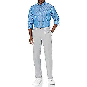 Amazon Essentials Men's Classic-Fit Expandable-Waist Pleated Dress Pant, Light Grey, 31W x 28L