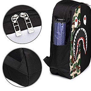 Unisex 17 Inch Laptop Backpack Waterproof Casual Camo Anime Shark Art Book Bags Backpack With Usb Charging/ Headphone Port, Back To School Gym Handbag