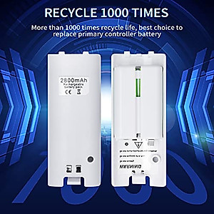 TechKen Charging Station for Wii Controller with 4 Rechargeable Battery 2800 mAh Packs & USB Cable Compatible with Nintendo Wii Remote Controllers