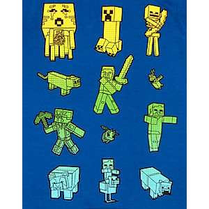 Minecraft Characters Boys Long Sleeve T-Shirt, 2-Pack Bundle Set for Kids and Toddlers (Size 7, Green/Royal)