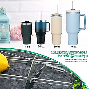 8Pcs Stanley Straws Replacement, 8Pcs Stanley Cup Straws with 2 Cleaning Brushes, Reusable Straws Compatible with Stanley 14/20/30/40 Oz Cup, Plastic Clear Straw Stanley Cup Accessories