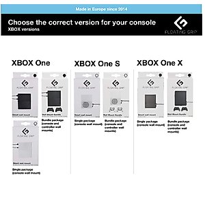 Xbox One S Wall Mount Solution by FLOATING GRIP - Mounting Kit for Hanging Game Consoles - Strong & Slim Ropes - Easy-to-Install System (Bundle: Fits XBOX One S + 2x Controllers, white)