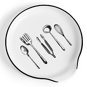 GDCZ Ceramic Spoon Rest for kitchen Counter - 5 Inches Heat Resistant Spoon Holder for Stove Top, Modern Spoon for Farmhouse, Cooking Utensil Rest, Kitchen Accessories Gifts, (White, 1 Pack)