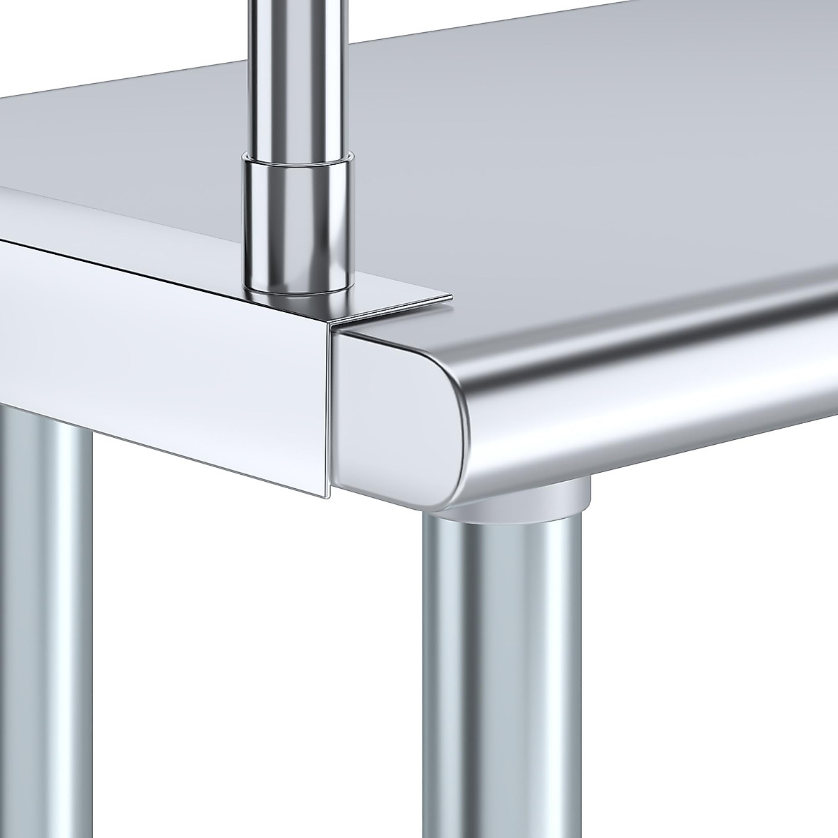 Stainless Steel Work Table with Wide Single Tier Overshelf | Metal Kitchen Prep Table & Shelving Combo (18" x 48" Work Table + 12" Overshelf)