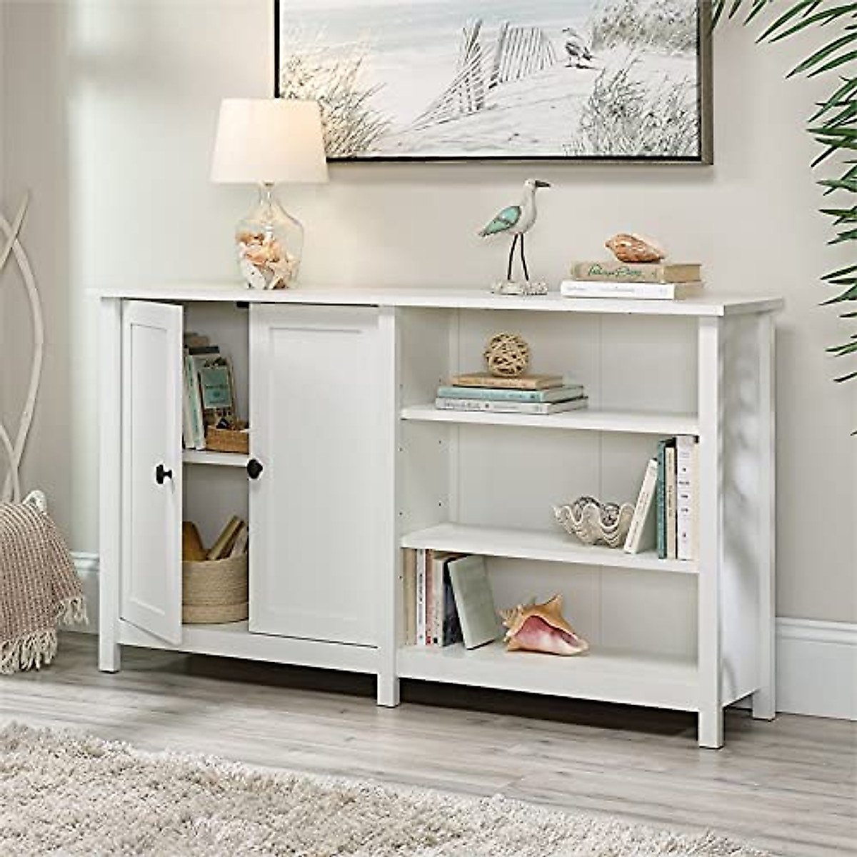 Sauder County Line Storage Console TV Stand in Soft White, Soft White Finish