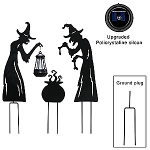 Kurala Halloween Solar Light Outdoor, Witch Shaped 3 Pack Retro Warm White LED Lights Waterproof, Stake Lights for Walkway, Yard, Lawn, Patio, Porch, Garden Decoration.