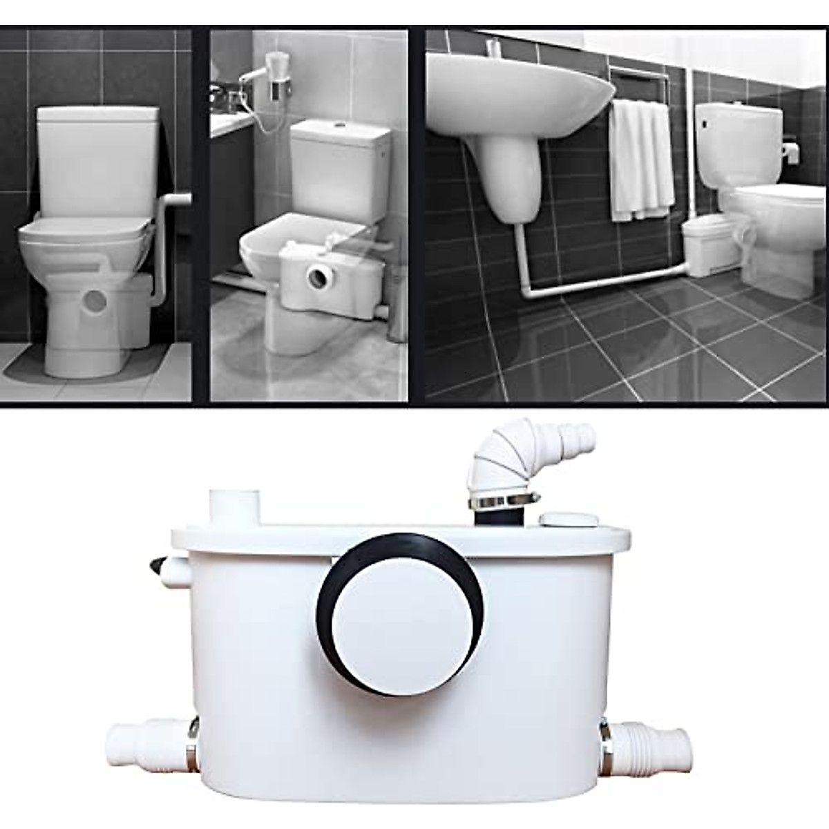 Upflush Macerating Toilet with Pump for Basement, Macerator Pump, 1 ...