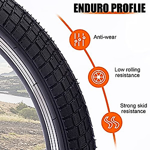 WEEROCK 20 Inch Bike Tire Folding Bead Replacement Tyre 20 * 2.125 for Child Bike Kids Bike BMX Mountain Bicycle MTB, Black