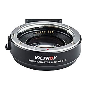 Lens Mount Adapter EF-EOS M2 Auto-Focus 0.71x Speed-Booster Control Ring for Canon EF Lens to Canon EOS-M (EF-M Mount) Mirrorless Cameras M M2 M3 M5 M6 M10 M50 M100