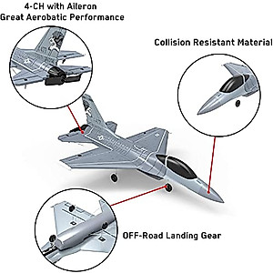 VOLANTEXRC 4CH RC Plane 2.4GHz RC Jet F-16 Fighting Falcon RC Airplane Fighter Ready to Fly with Xpilot Stabilizer System, One Key Aerobatic Perfect for Adults (761-10)