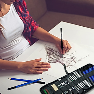 Handyman Crafts 50pcs Sketching Drawing Pencils Set Art Supplies | Sketch pencils,Graphite,Charcoal,Sketch book,Drawing supplies | In Black Zipper Case | For adults,teeage, Kids 9-12