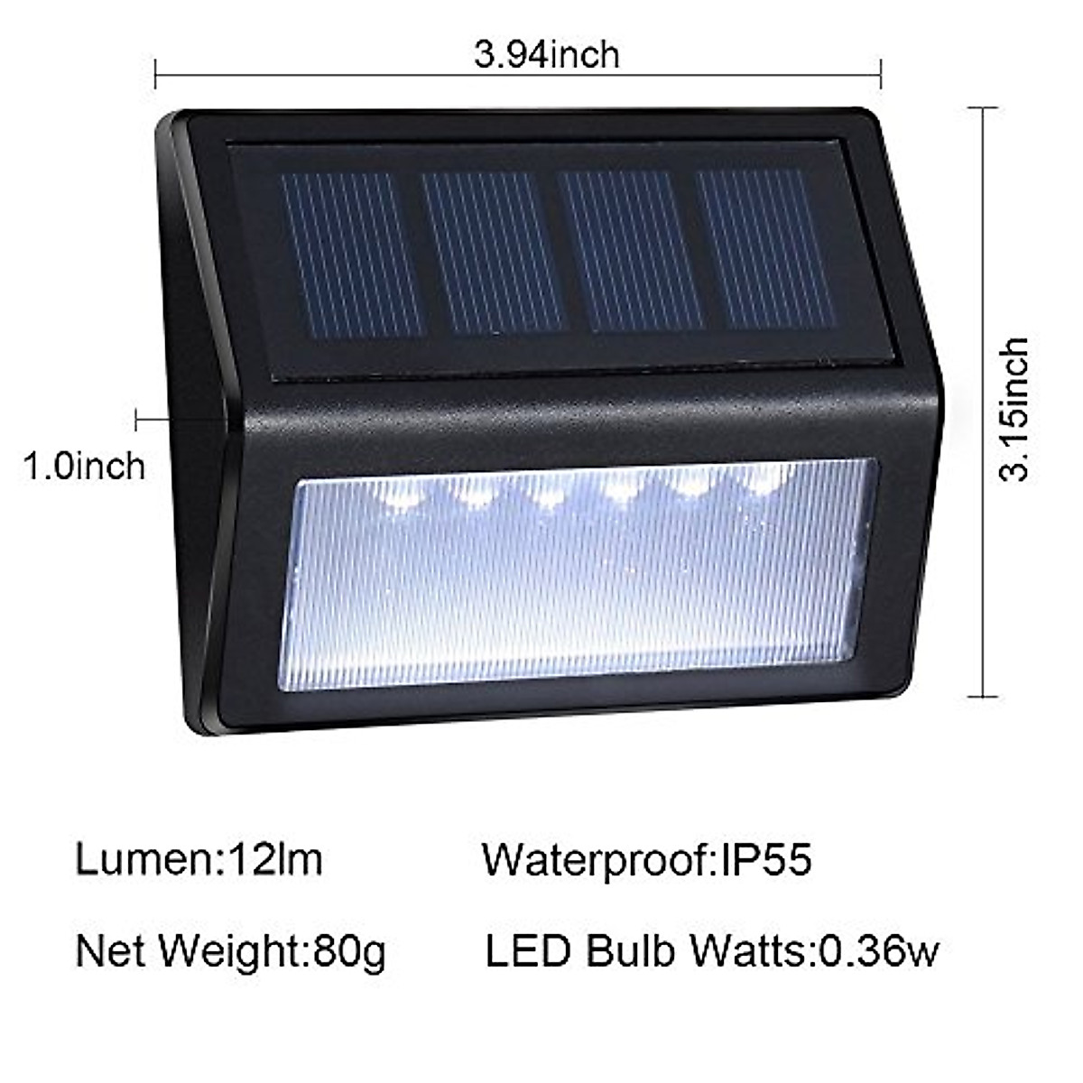 ANDEFINE 2 Pack Outdoor Solar Lights, 6 LED Solar Pathway Lights Waterproof Security Lamps for Garden Back Door Step Stair (White Light) 