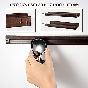 ART-GIFTREE 3 Pack Sunglasses Holder Organizer: Wood Wall Mounted Eyewear Display Rack, Eyeglasses Hanging Stand for Front Door Entryway Living Room Garage (Brown)