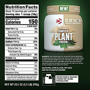 Dymatize Vegan Plant Protein, Smooth Vanilla, 25g Protein, 4.8g BCAAs, Complete Amino Acid Profile, 15 Servings