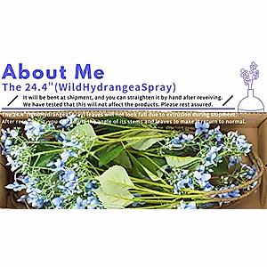 Artificial Faux Blue Flowers Tall Wedding Picks Faux Stems 24.4"(WildHydrangeaSpray) Floral Arrangement Rustic Decoration Crafts Home Decor Holiday Wedding Parties 6Packs (Blue)