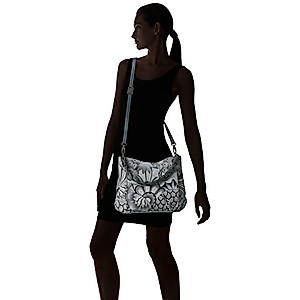 Anna by Anuschka womens genuine Top Handle Handbag, Patchwork Pewter, One Size US