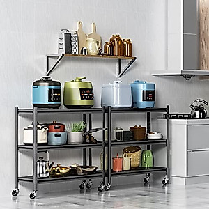 LISSIMO Heavy Duty Storage Shelving with Wheels,3-Tier Metal Garage Shelves for Storage, Adjustable Shelving Unit for Commercial Warehouse Basement Storage Rack(18" D x 34" W x 31.5" H)