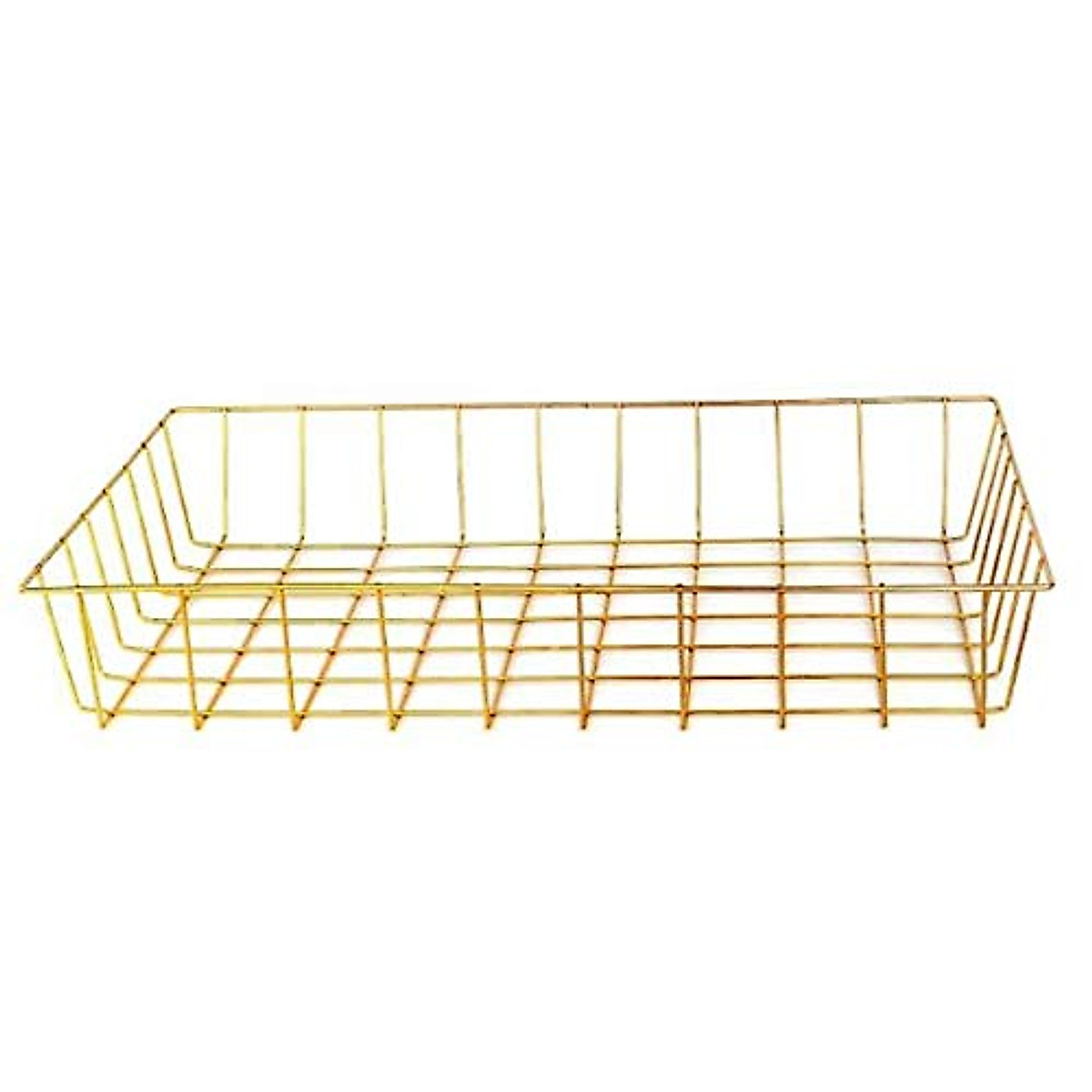 Gold Iron Wire Baskets and Trays, Round and Rectangular, 4-ct Sets (Tray)