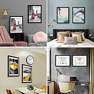 12x16 Picture Frames Made of Solid Wood Display Pictures 11x14 or 8.5x11 Diplomas with Mat or 12x16 Frame without Mat - Picture Frame for 11x14 Black With 2 Mats for Wall Mounting or Table Top Display