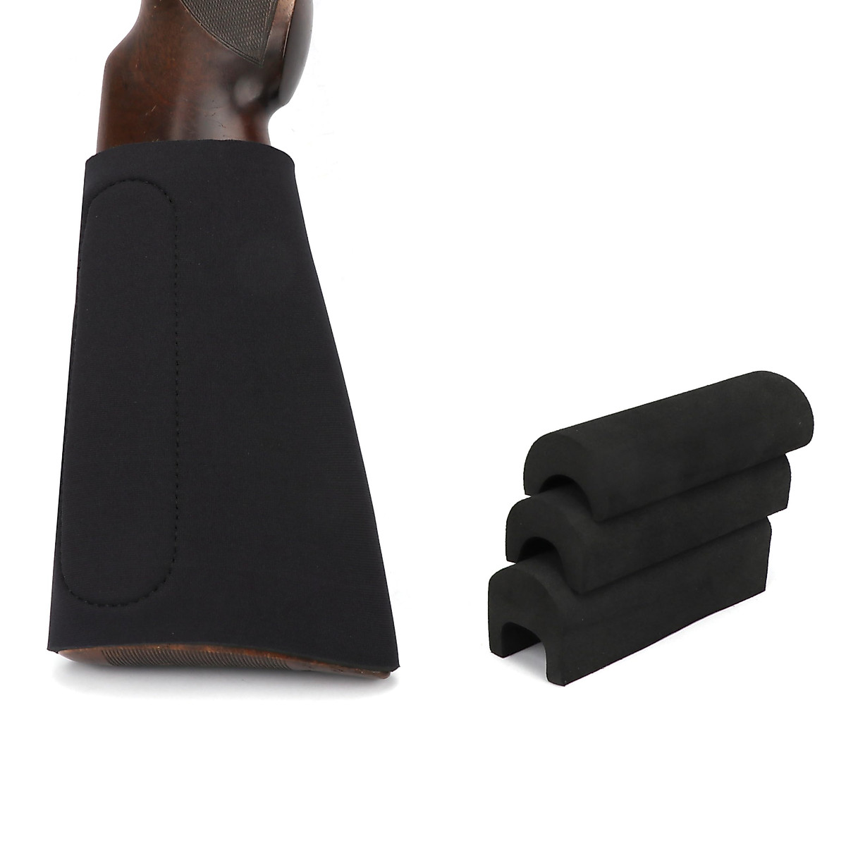 Tourbon Neoprene Adjustable Gun Stock Cheek Rest Pad Comb Raising Kit - Black