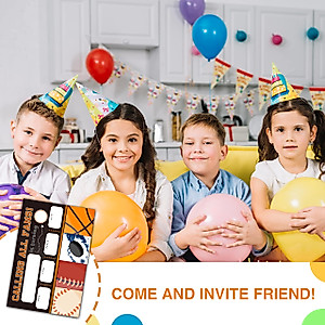 DETIHO 4" x 6" Sports Theme Birthday Party Invitation Cards With Envelopes - Calling All Fans - Basketball Football Hockey All Star Sports Invitation - 20 Sets - E04