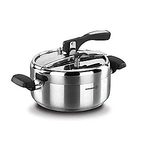 Korkmaz Turbo 5 Quart Stove Top Pressure Cooker Stainless Steel Cookware Induction Compatible, Manual Slow Cooker, Rice Cooker, Steamer, Saute, Yogurt Maker and Warmer