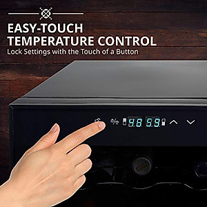 Ivation 33 Bottle Dual Zone Wine Cooler Refrigerator w/Lock | Large Freestanding Wine Cellar For Red, White, Champagne & Sparkling Wine | 41f-64f Digital Temperature Control Fridge Glass Door Black