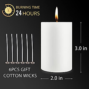 12 Pack 2x3 Inch Pillar Candles, Unscented Column Candles for Home Restaurants Spa Church Weddings, Smokeless Dripless and Clean Burning Emergency Candle - White