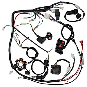 OTOHANS AUTOMOTIVE Complete Wiring Harness kit Electrics Wire Loom Assembly with Full Copper Wire for GY6 4-Stroke Four Wheelers Engine Type 125cc 150cc Pit Bike Scooter ATV