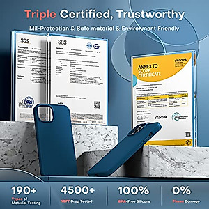 TOCOL 5 in 1 for iPhone 14 Case, with 2 Pack Screen Protector + 2 Pack Camera Lens Protector, Liquid Silicone Phone Case for iPhone 14, Midnight Blue