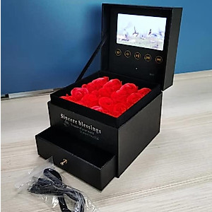 DEPUDA usb upload video luxury jewelry flower box video player gift box LCD Screen Advertising Marketing Digital Brochure Card Box