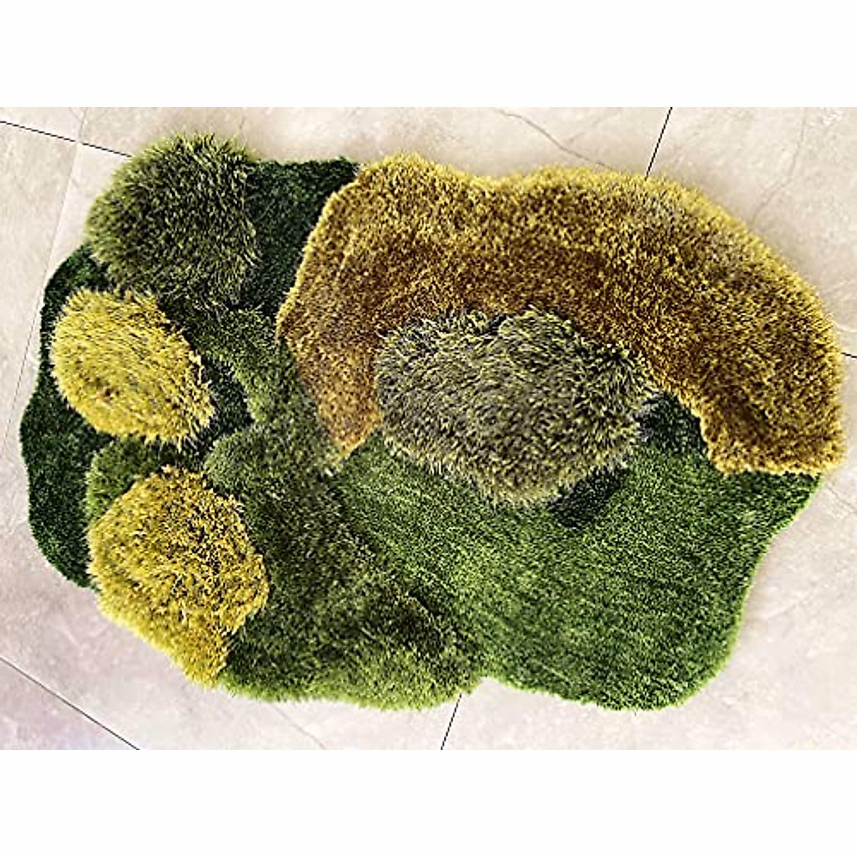 lzteck Patchwork,Abstract,Geometric Shag, Artificial Grass Area Rug, Fake Grass Moss Tundra Rugs, Fluffy Kids Toddles Carpets, Living Room,Nursery Mats,Balcony,Patio Rugs 2.6x3.9ft