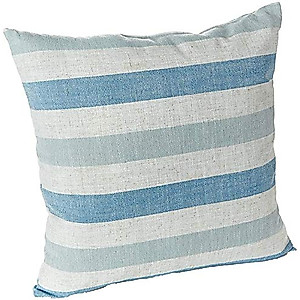 Klear Vu Liza Coastal Linen Decorative Throw Pillow, 18" x 18", Set of 2, 2 Count (Pack of 1), Stripe Blue