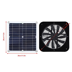 Fdit Solar Powerful Attic Exhaust Fan Quietly Cools, Solar Panel Powered Exhaust Fan 13.5 Inch Solar Powered Attic Ventilator for Pet House Chicken Coop Rv Greenhouse